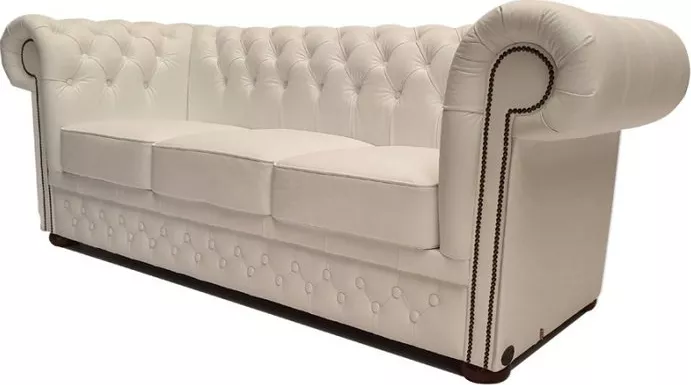 Canapea Chesterfield First Class Piele 3 locuri Alb 12 ani garantie ...