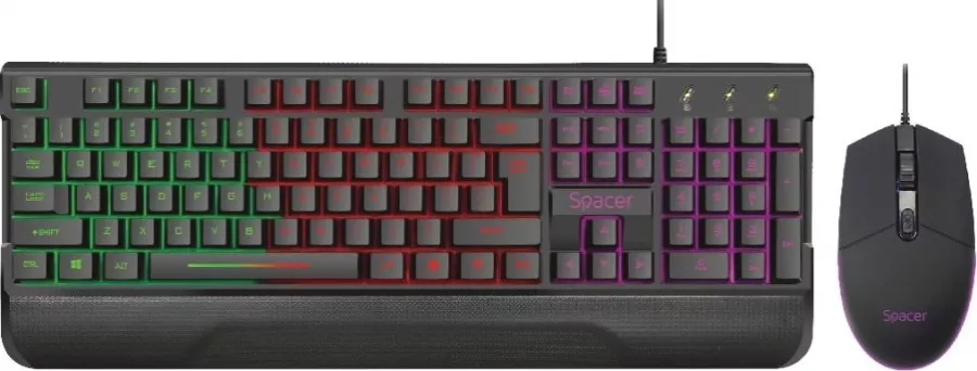 Kit Gaming SPACER USB SPGK-INVICTUS tastatura Iluminare RGB rainbow si ...