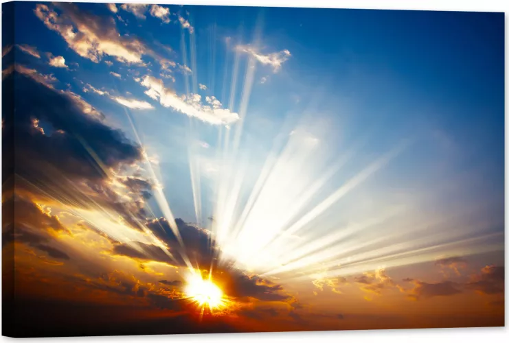 Tablou luminos in intuneric GlowforHome Apus de soare colorat 120 cm x ...