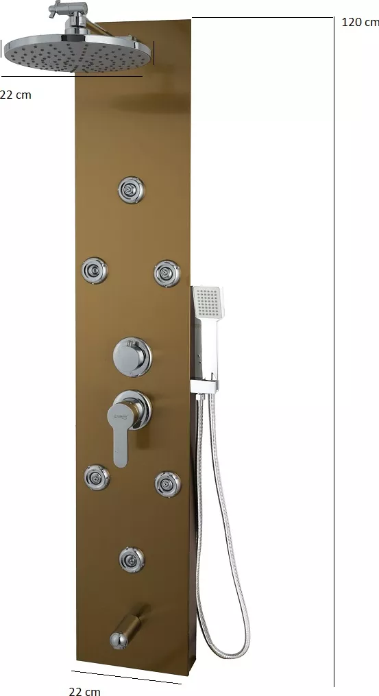Panou de dus cu hidromasaj TRENDY and rsquo S cu 4 functii gold satin