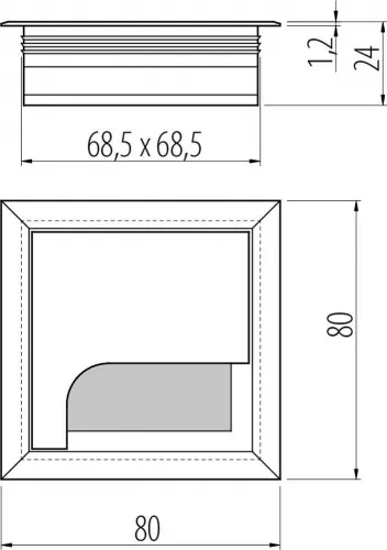 Trecere cabluri prin blatul de birou metalica patrata finisaj aluminiu ...
