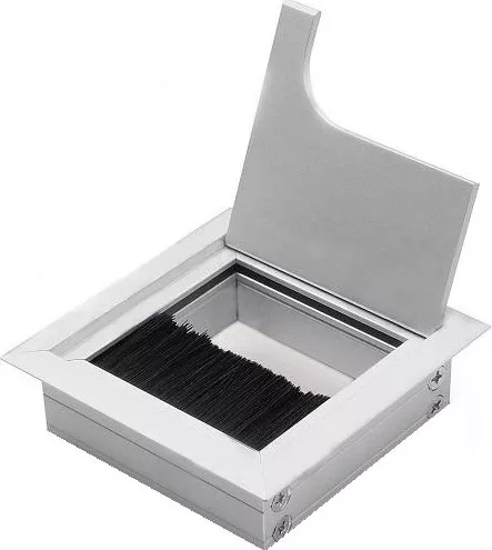 Trecere cabluri prin blatul de birou metalica patrata finisaj aluminiu ...