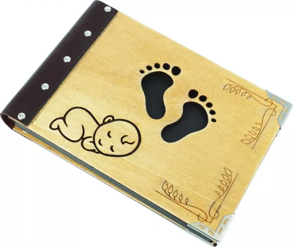 Album fotografii din lemn cu piele naturala VintageBox Caiet amintiri ...