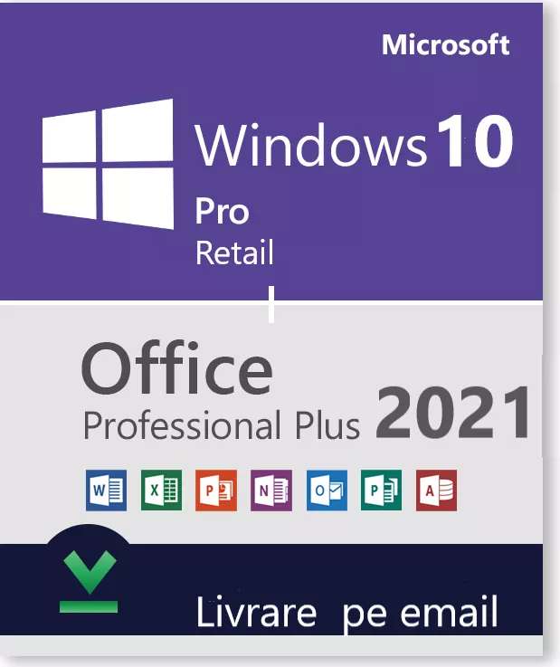 Office 2021 Pro Plus + Windows 10 Pro retail All lang Activare ONLINE - domo.ro