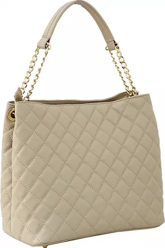 Geanta dama din piele naturala matlasata bej FP111B FP111B - domo.ro