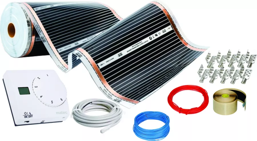 Kit incalzire in pardoseala pentru 25 mp parchet cu folie carbonica ...