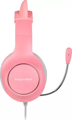 Casti gaming pentru copii Kruger and Matz Street Kids Gamer cu fir Roz ...