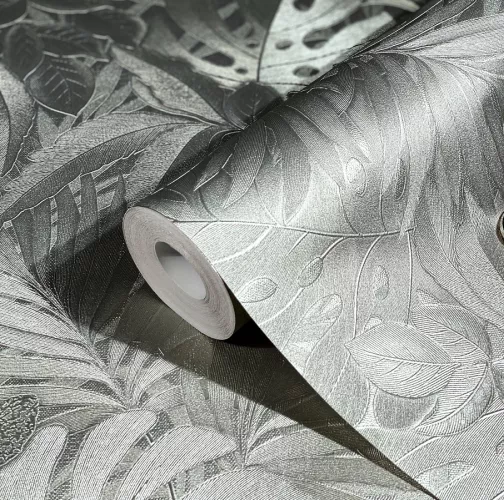 Tapet cu frunze extralavabil argintiu dormitor Botanica 33302 33302 ...