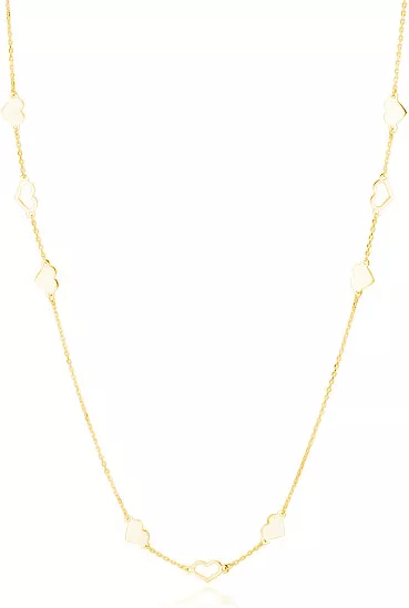 Colier lung cu inimioare din argint 925 placat cu aur galben NK40_G ...