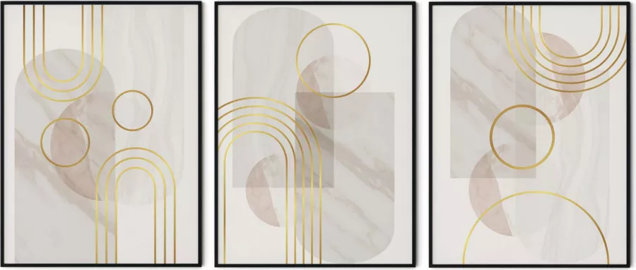 Set 3 tablouri Intaglio Stil Abstracte print pe hartie foto Fine Art ...