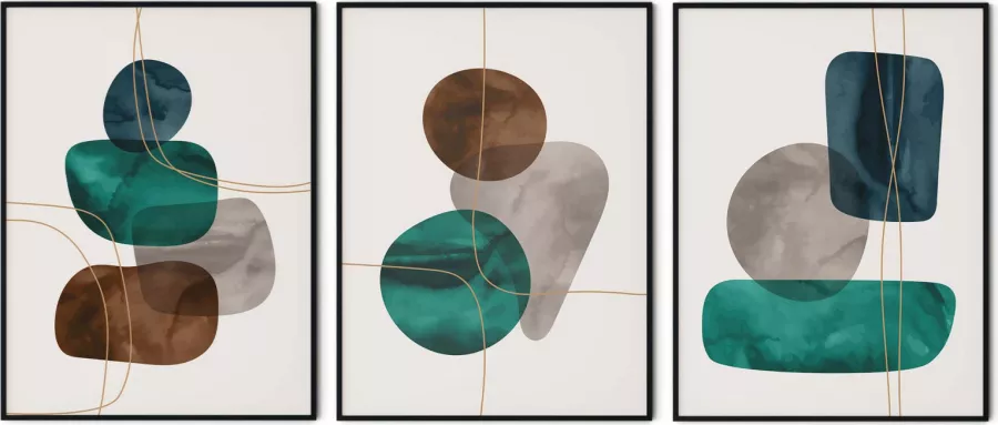 Set 3 tablouri Intaglio Stil Abstracte print pe hartie foto Fine Art ...