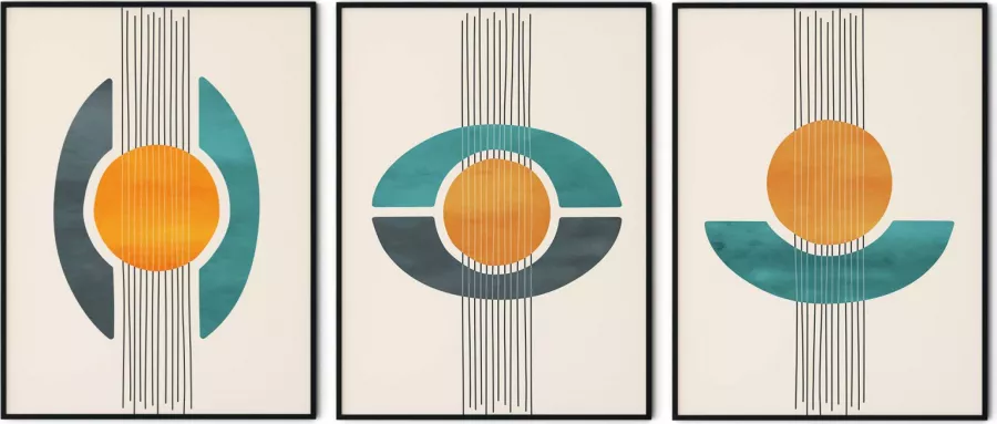 Set 3 tablouri Intaglio Stil Abstracte print pe hartie foto Fine Art ...