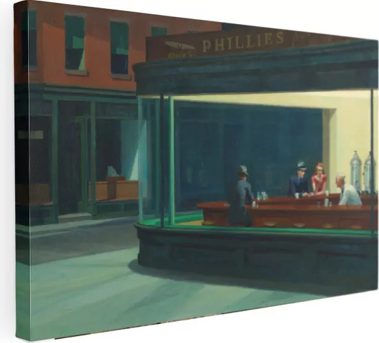 Tablou canvas Intaglio color Clasic Nighthawks de Edward Hopper print ...