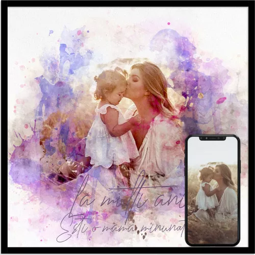 Tablou personalizat cu rama poza Mama and Fiica si mesaj in stil ...