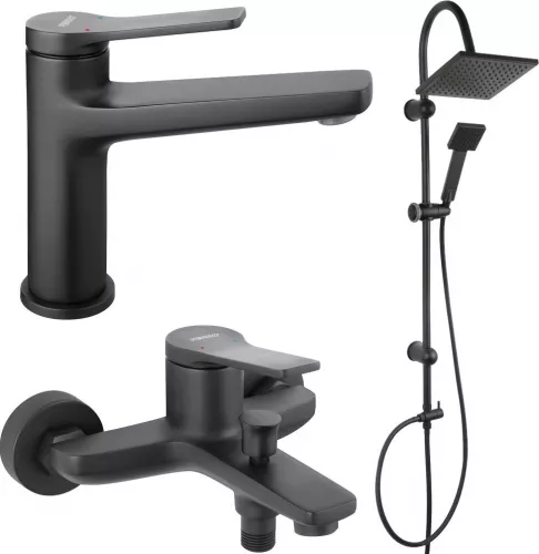 Pachet 3 in 1 Stratos - Baterie cada dus Negru Mat baterie lavoar si ...