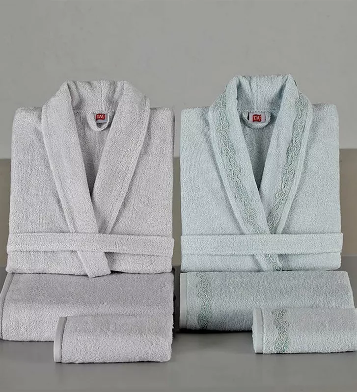 Set halate si prosoape baie dama si barbat TAC Romy Mint DOMUS71298007 ...