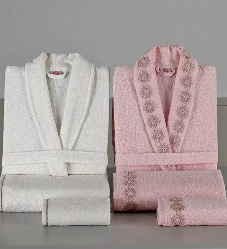 Set halate si prosoape de baie dama si barbat TAC Clemita DOMUS71298012 ...