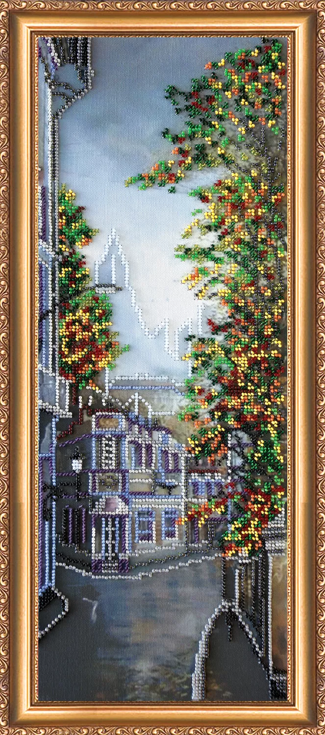 Set broderie cu margele cusute Strada in St. Petersburg 15 culori 17x45 ...