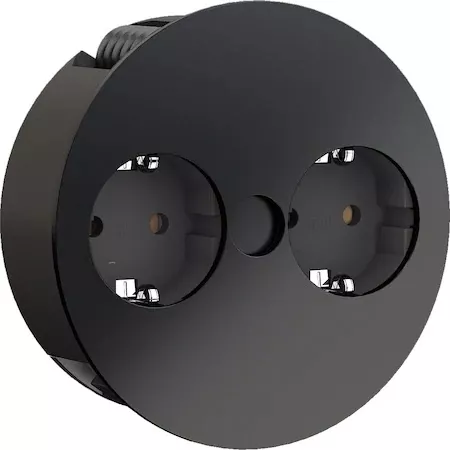 Priza incorporabila blat Twist 2xSchuko finisaj negru max-5877 - domo.ro
