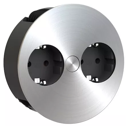 Priza incorporabila blat Twist 2xSchuko finisaj otel inoxidabil max ...