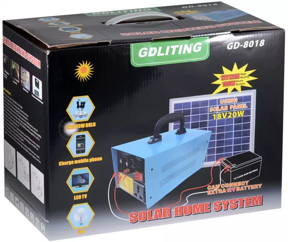 Kit cu panou solar si acumulator intern-iesire priza 220v - 100w ...