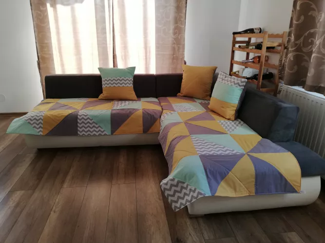 Set 2 huse de protectie coltar 3 perne decor model Mint ZigZag 2wi_140 ...