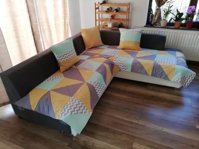 Set 2 huse de protectie coltar 3 perne decor model Mint ZigZag 2wi_140 ...