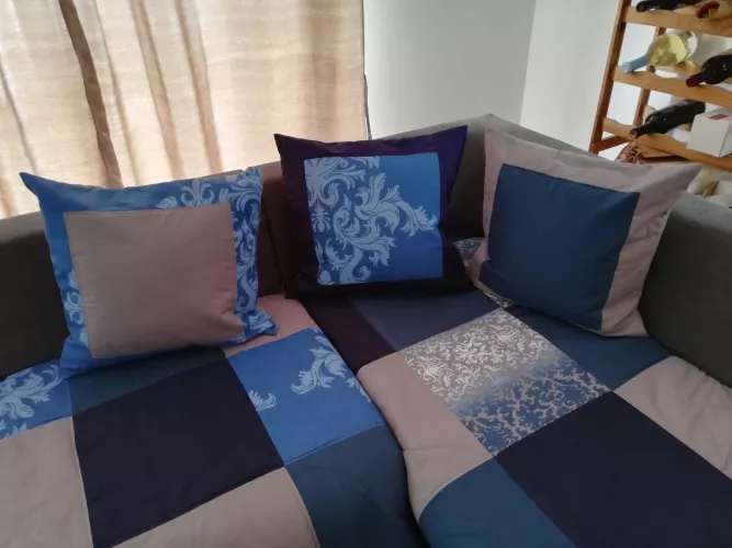 Set 2 huse de protectie coltar si 3 perne decor cu huse detasabile ...