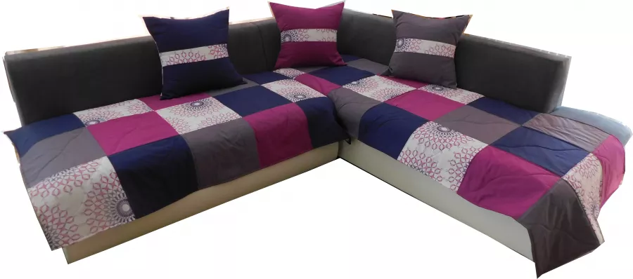 Set Cuvertura coltar 3 perne decor Model mov floral 2wi_103 - domo.ro