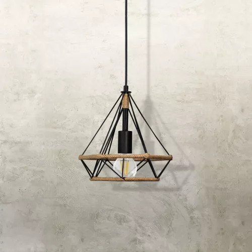 Lustra camera model pendul metal si textil dimensiune 26x26 ...
