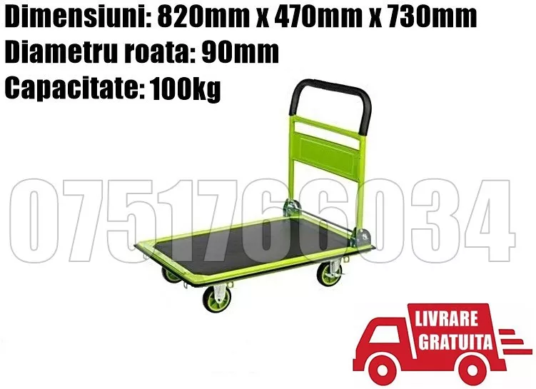 Platforma Liza Carucior Transport Manuala Calitate Roti 100kg + LIVRARE ...