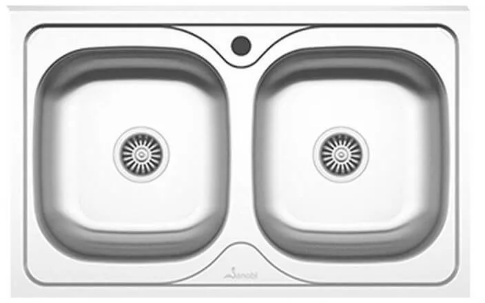 Chiuveta Bucatarie Dubla Sanobi 80x50 cm Inox Alimentar Finisaj Mat ...