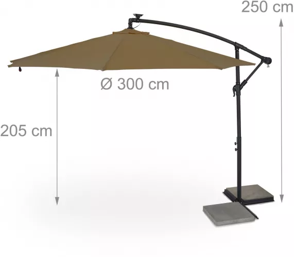 Umbrela de gradina curte terasa cu 32 LED-uri diametru 3 metri ...