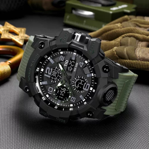Ceas de mana barbatesc Tio Sport Dual Time Digital Analog Stil Militar ...