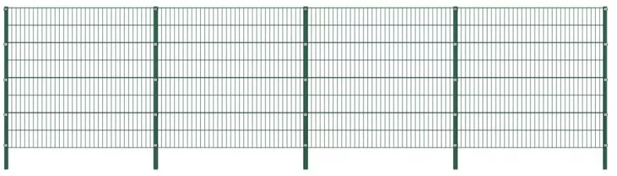 Emaga Panou de gard cu stalpi verde 6 8 x 1 6 m fier 278673 - domo.ro