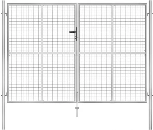 Emaga Poarta de gradina argintiu 306 x 225 cm otel galvanizat 144765 ...