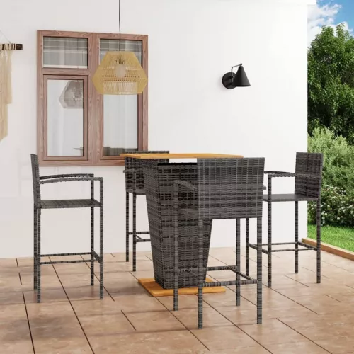 Emaga Set mobilier bar de gradina 5 piese gri 3068002 - domo.ro
