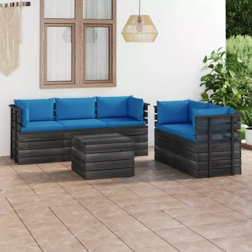Emaga Set mobilier gradina din paleti cu perne 6 piese lemn de pin ...