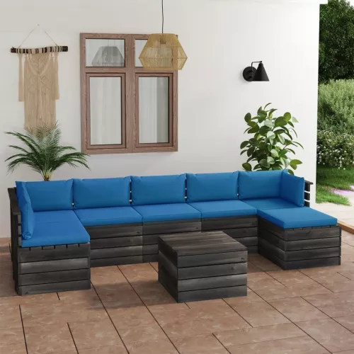 Emaga Set mobilier gradina din paleti cu perne 8 piese lemn de pin ...