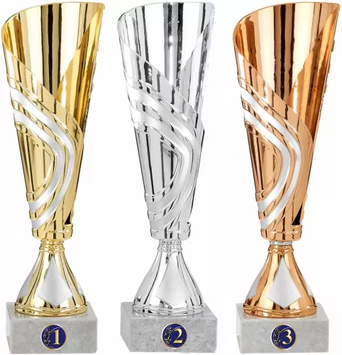 Set Personalizat 3 Cupe Podium -Locul 1 2 3 Plastic Marmura 30 cm ...