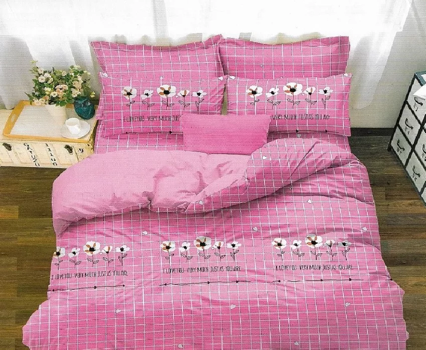 Lenjerie de pat matrimonial cu 4 huse de perna dreptunghiulara Rose Glory