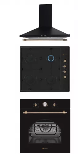 Pachet rustic incorporabil cuptor electric plita gaz si hota decorativa ...