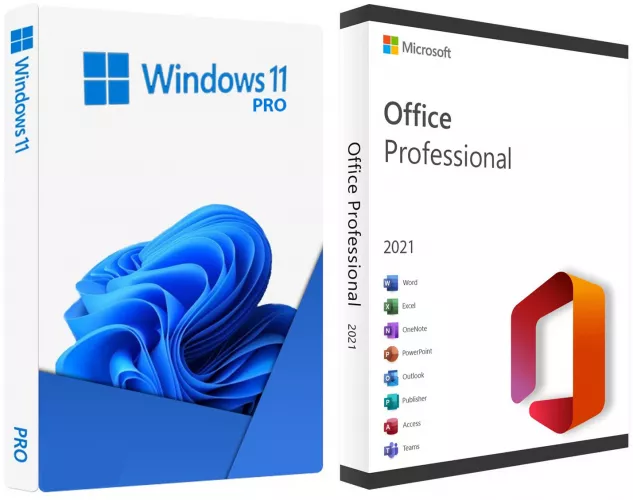 Pachet Windows 11 Pro Retail + Office 2021 Pro Plus Licente Permanente
