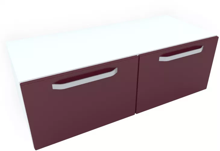 Armonia Comoda alba cu 2 sertare cu manere fronturi MDF Rosu ...