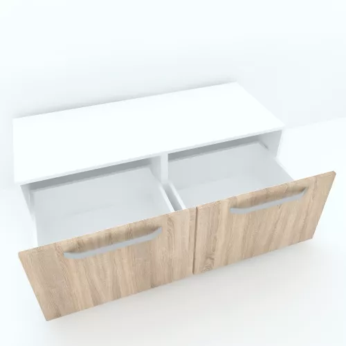 Armonia Comoda alba cu 2 sertare cu manere fronturi MDF Sonoma ...