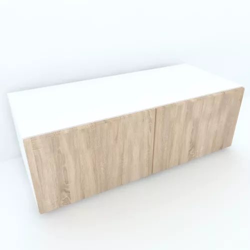 Armonia Comoda alba cu 2 usi cu sistem PUSH TO OPEN fronturi MDF Sonoma ...