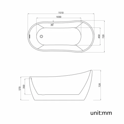 Cada freestanding ovala din acril ATHENA 15080 cm rurd_585604657 - domo.ro