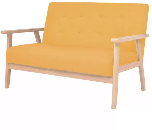 Canapea pentru 2 persoane material textil galben 244658 - domo.ro