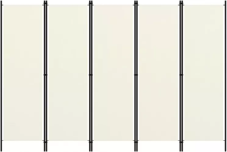 Paravan de camera cu 5 panouri alb crem 250 x 180 cm 320723 - domo.ro
