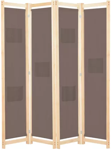Paravan de camera cu 4 panouri maro 160x170x4 cm textil 248180 - domo.ro